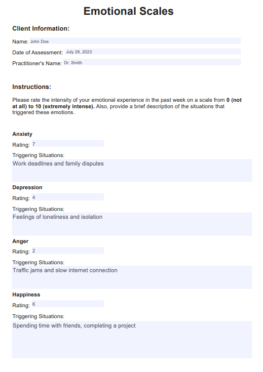 Emotional Scale & Example | Free PDF Download